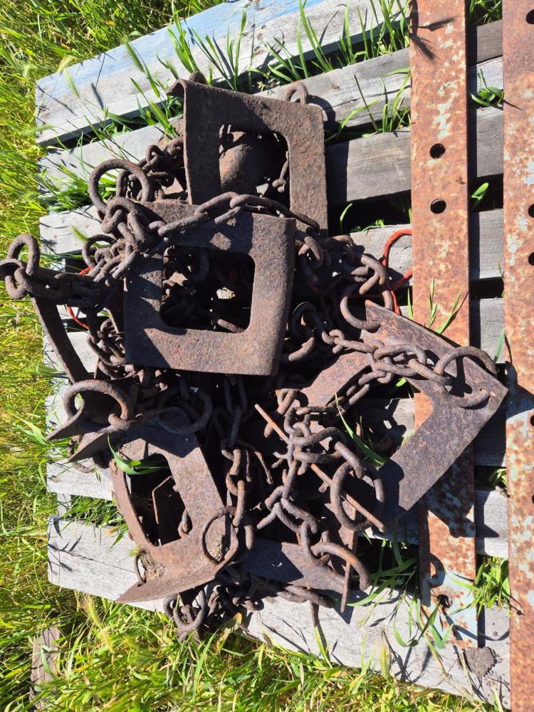 Lot 18 - Pair Tractor Tyre Chains - off Farmall A Tractor, fit 9.5-24 ...