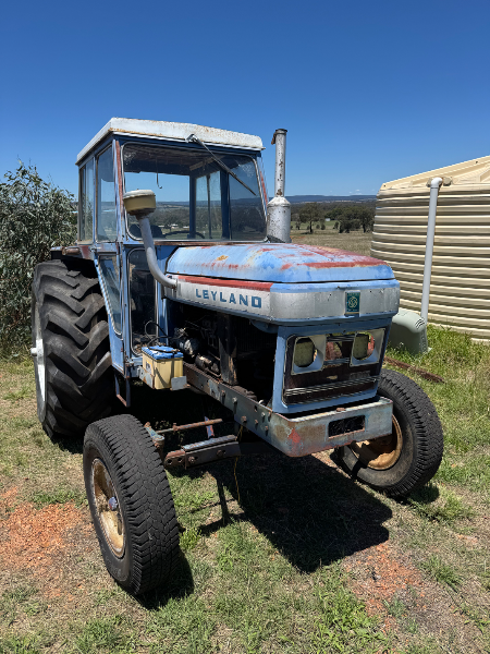 Leyland Tractor with Slasher & 3pt Linkage Forks | AuctionsPlus