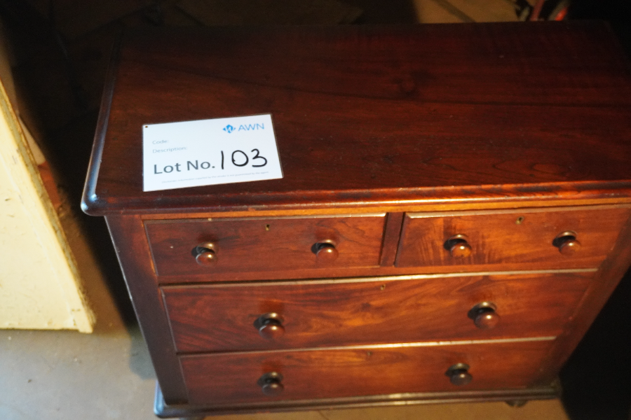 Cedar 4 drawer chest of drawers circa 1890's | AuctionsPlus