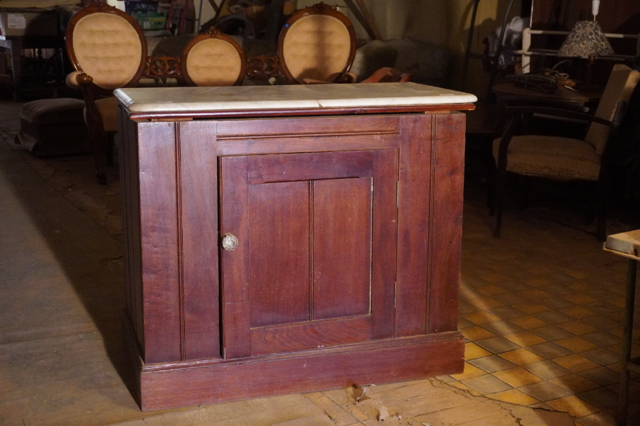 Lot 115 - Victorian cedar cabnet with marble top | AuctionsPlus