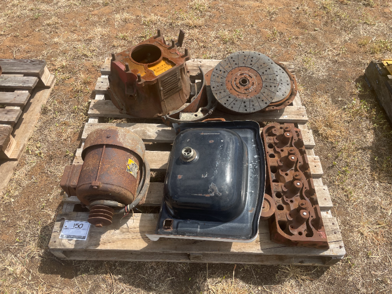 Lot 150 - Sundry parts including Elec motor ,sink, bell housing ...