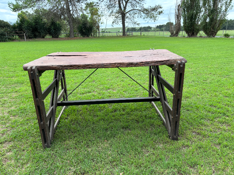Lot 42 - Red gum timber slab table | AuctionsPlus