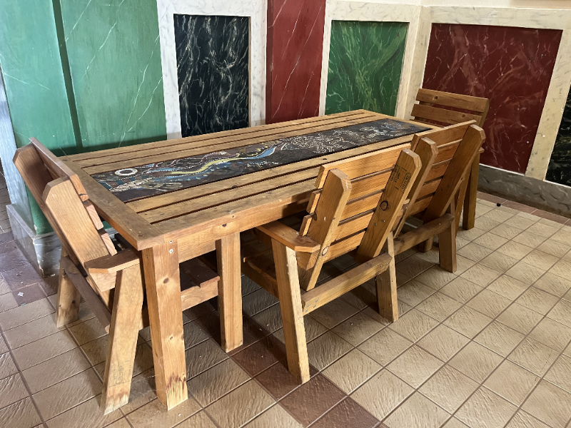 Lot 152 - Table and benches | AuctionsPlus