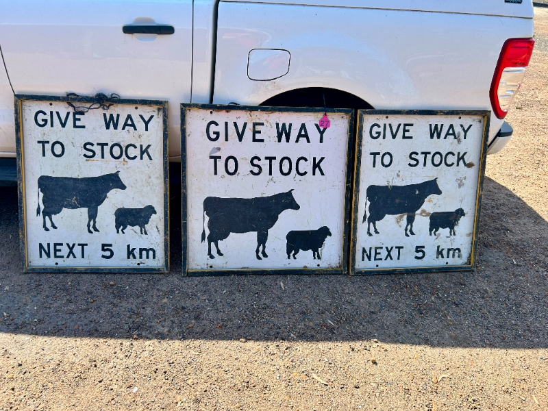 Lot 27 - Give Way To Stock signs x3 | AuctionsPlus