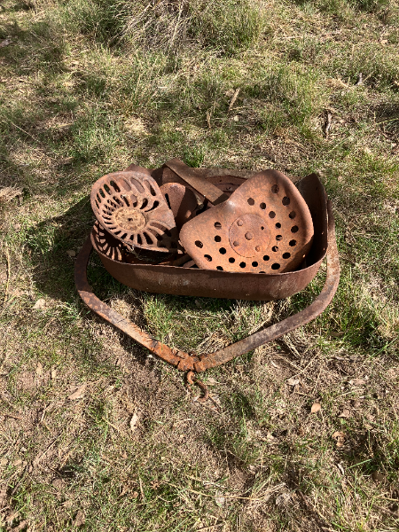 Lot 44 - Cast Iron Plough Seat, Pressed Steel Seats, Shearer Combine ...