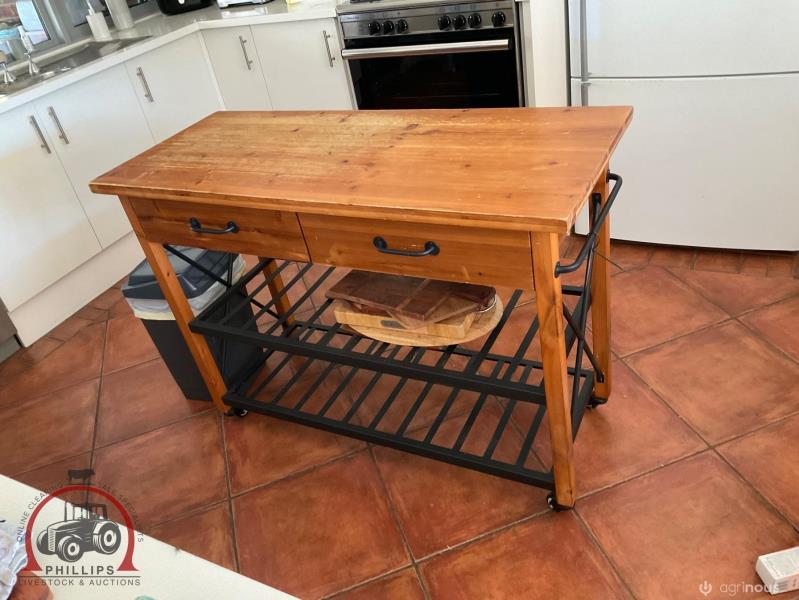 Lot 90 - 2 Drawer Mobile Kitchen Work Bench | AuctionsPlus