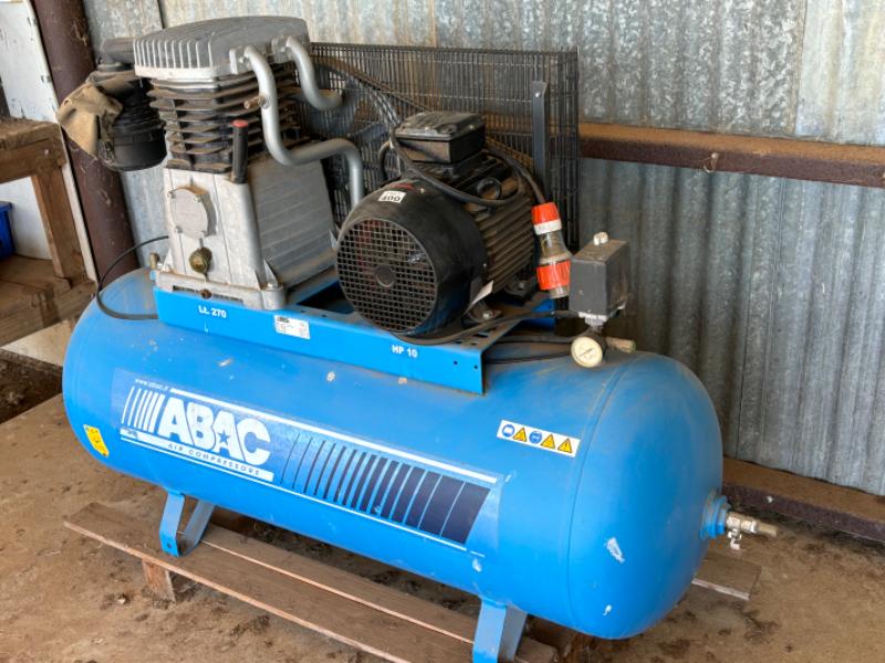Lot 263 - ABAC INDUSTRIAL AIR COMPRESSOR, 10 HP 3 PHASE ELEC. 2 HRS USE ...