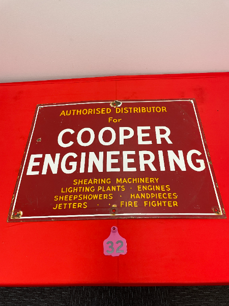 Lot 32 - Cooper Engineering Original Enamel sign | AuctionsPlus