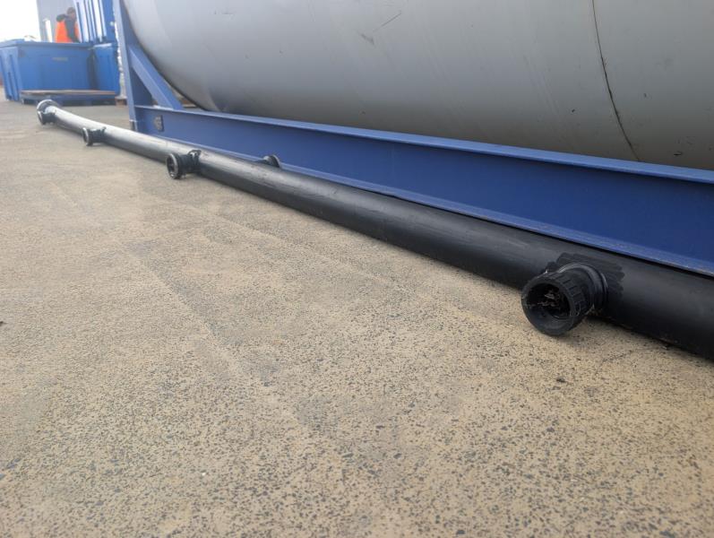 Lot 47 - 8m HDPE 5in Pipe w/ 7x 3in Outlets | AuctionsPlus