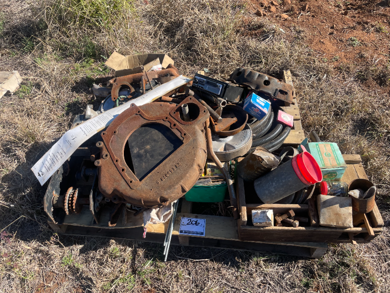 Lot 206 - Sundry used parts for car and truck, air seeder hose, bolts ...