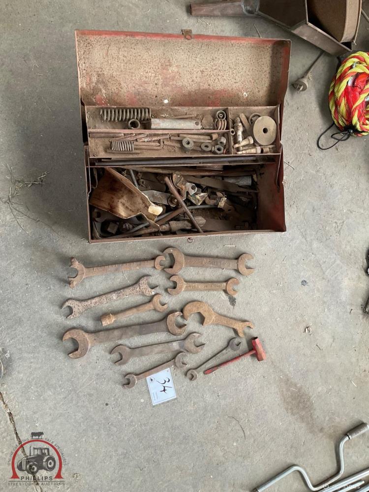 Lot 34 - Tool Box With Vintage Spanners | AuctionsPlus
