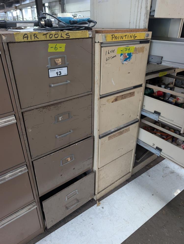 Lot 13 - 4 Drawer Filing Cabinets x2 incl. Air Tools & Equipment ...