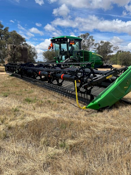 Lot 1 - 2019 John Deere W170 Windrower With 2023 John Deere 1440D Front ...