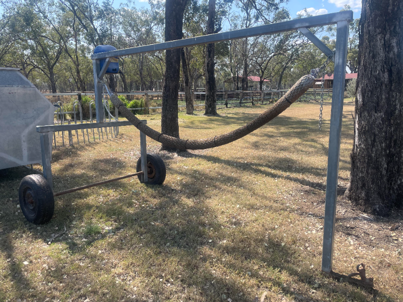 Lot 36 - Mobile cattle buffalo fly back rub, with back rub and drip ...