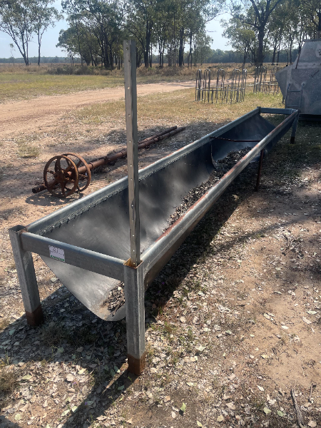 Approx. 6m x .8m wide stock trough, poly sheeting floor | AuctionsPlus