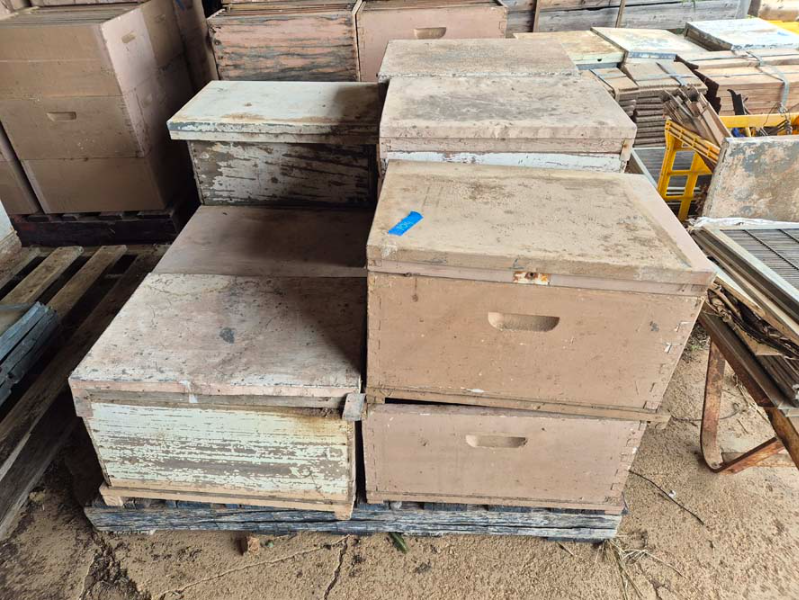 Lot 104 - 9 x Bee Brood Boxes, 5 x 10 Frame Boxes, 6 x Feeders ...