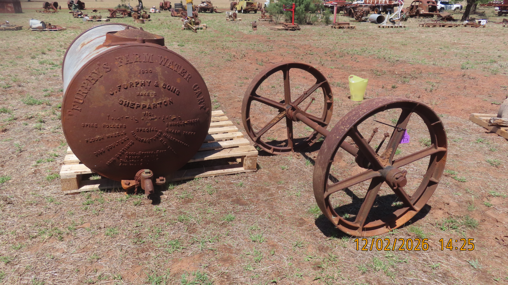 Lot 95 - Furphy Steel Wheels & Furphy Farm Water Cart | AuctionsPlus